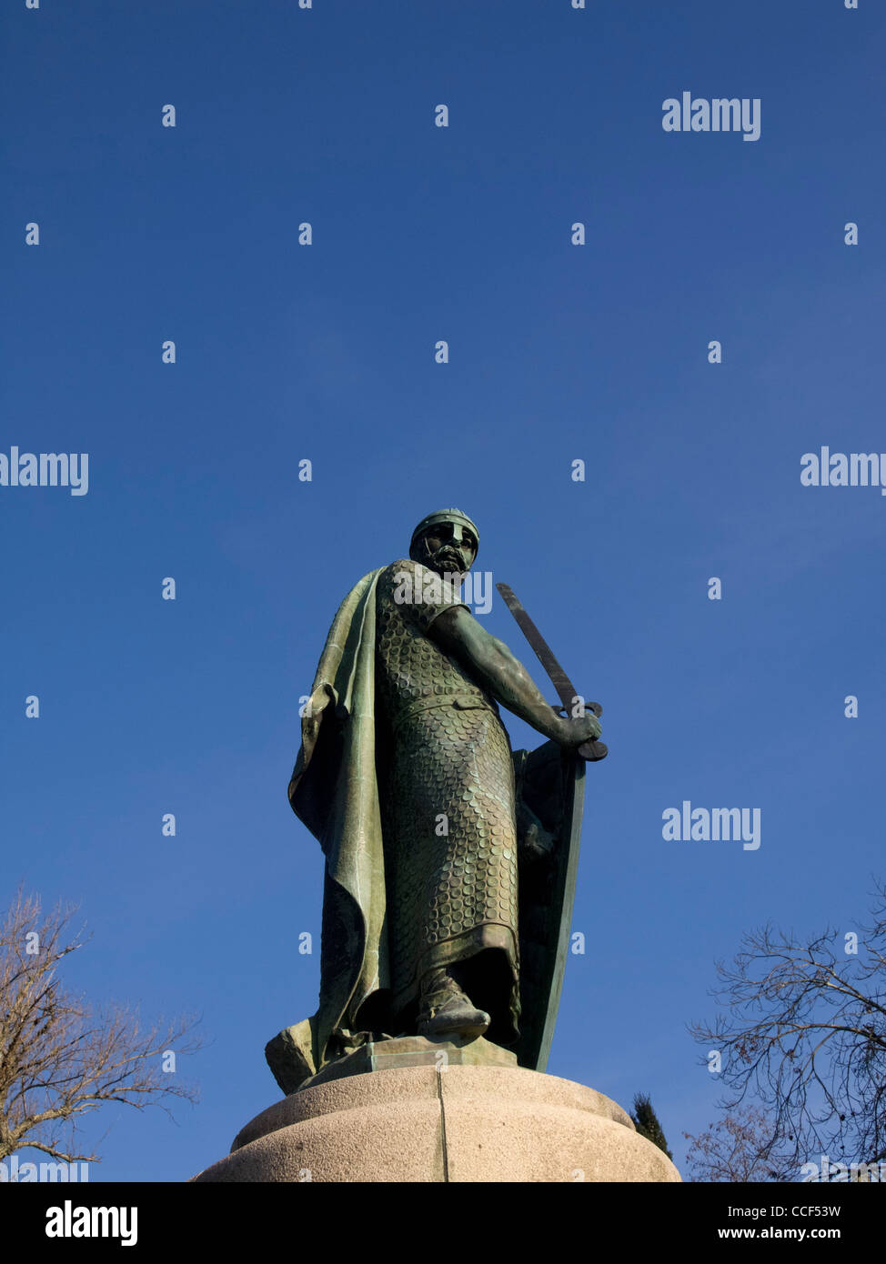 Statue of the first portuguese king D. Afonso Henriques in Guimaraes ...