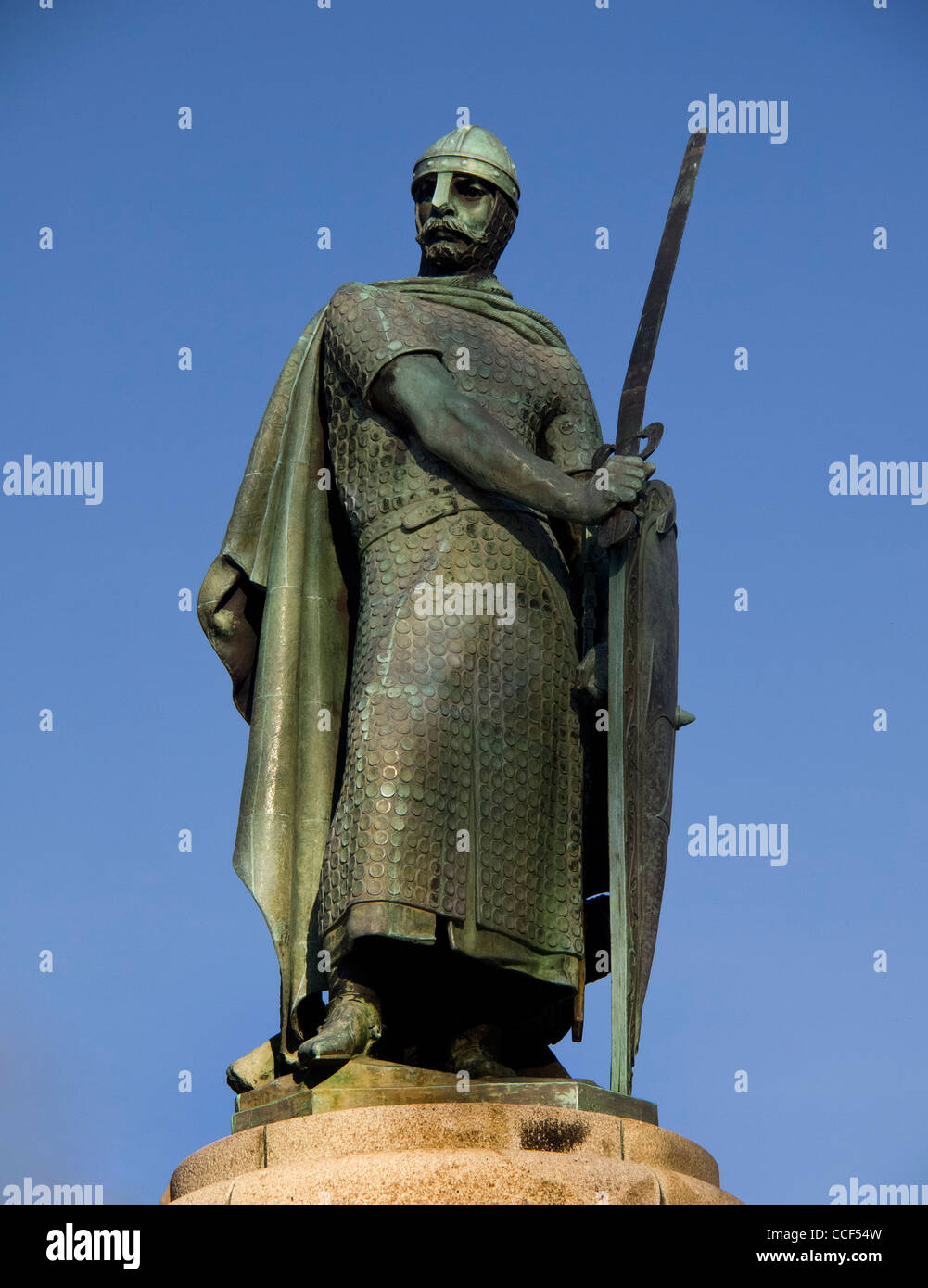 Statue of the first portuguese king D. Afonso Henriques in Guimaraes ...