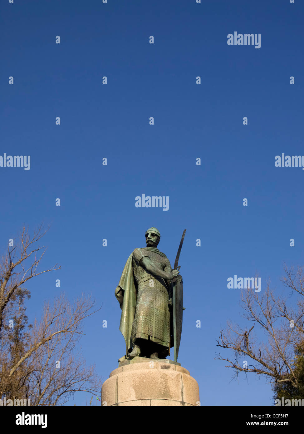Statue of the first portuguese king D. Afonso Henriques in Guimaraes ...