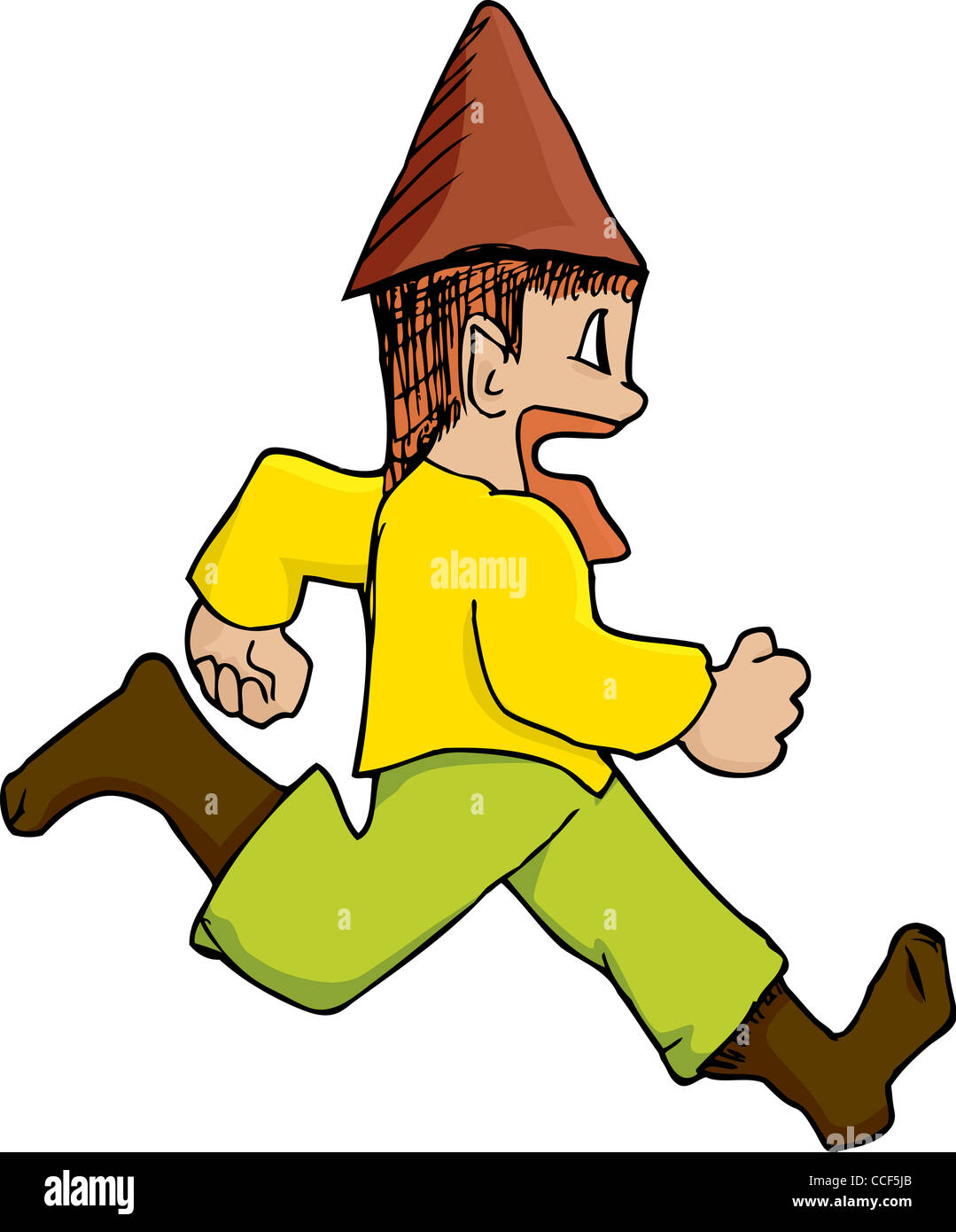 Cartoon of male gnome running over white background Stock Photo - Alamy