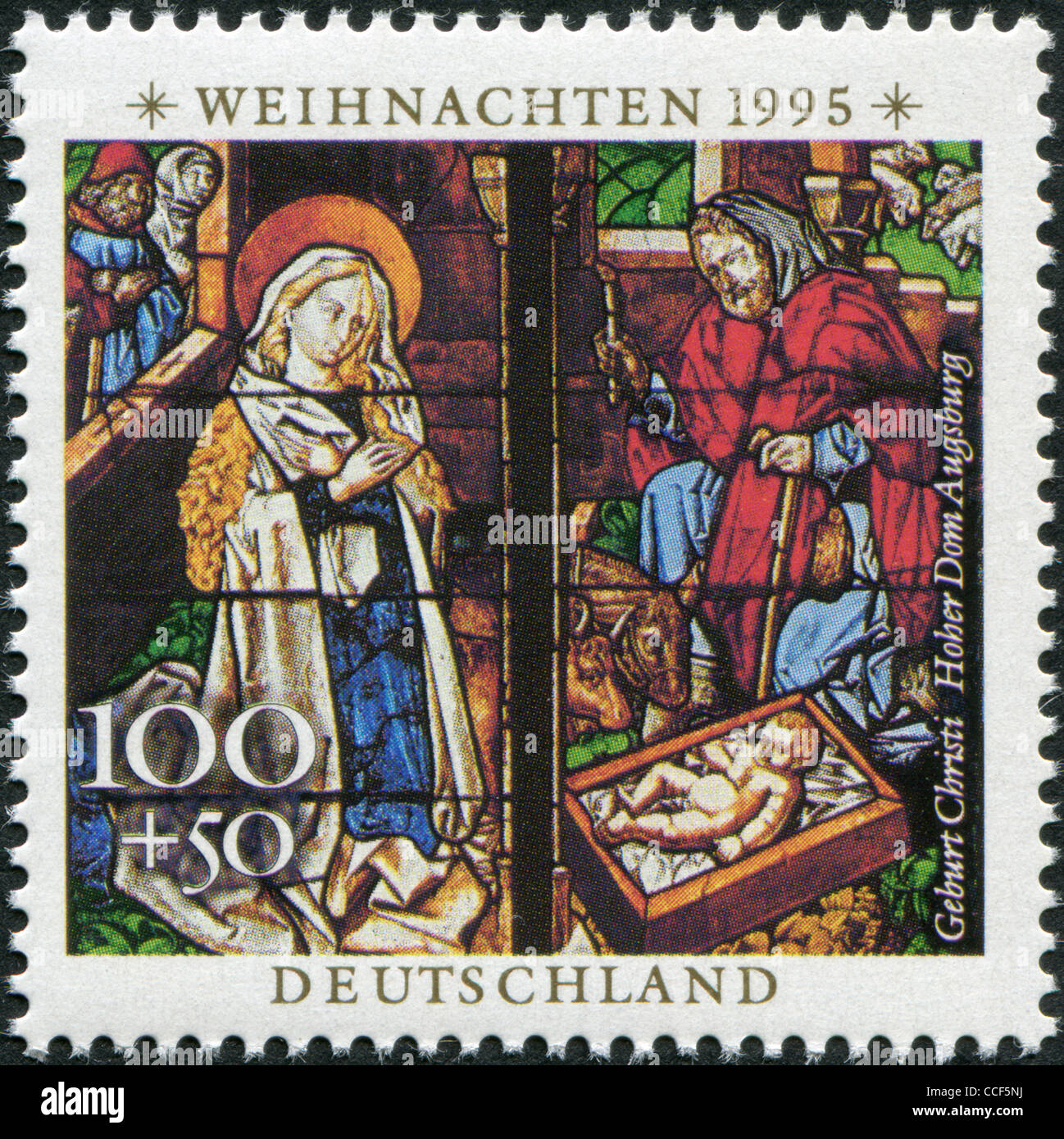 GERMANY - CIRCA 1995: A stamp printed in Germany, shows Stained glass ...