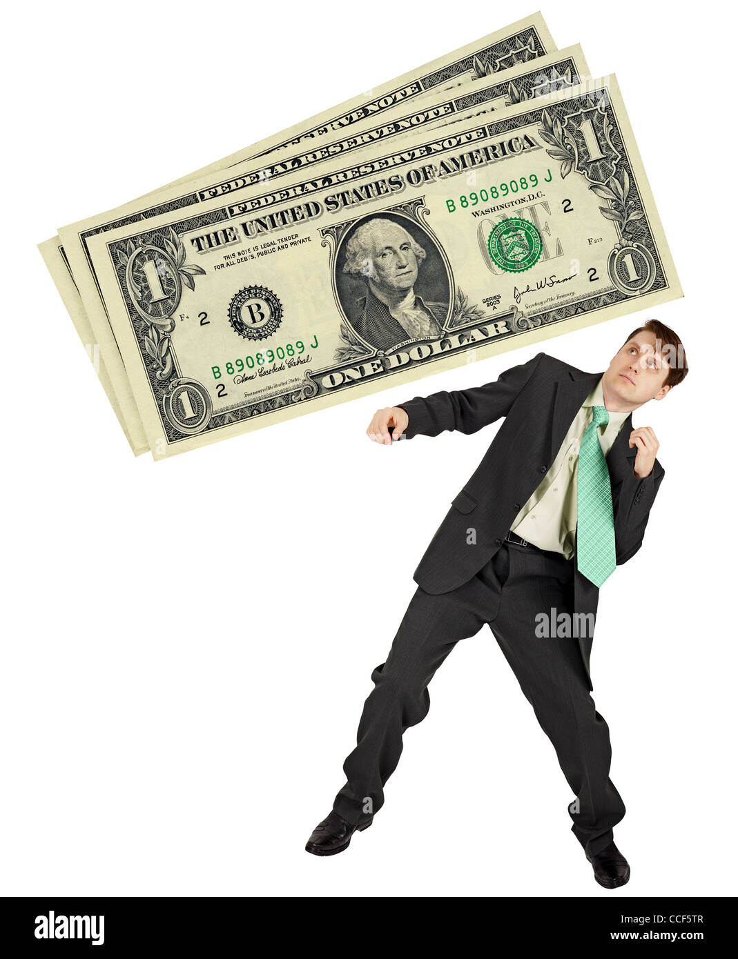 Man dodges a large fine, isolated on white background Stock Photo - Alamy