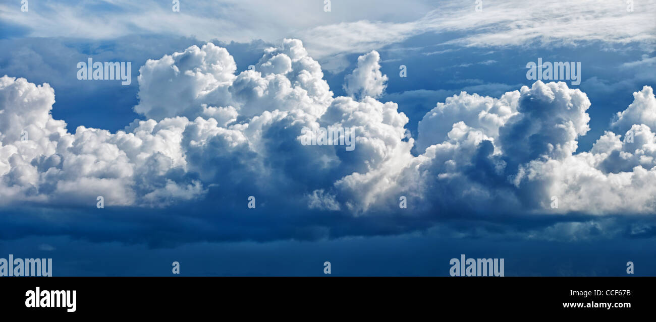 Large cumulus cloud - a panoramic photo (collected from two photos ...