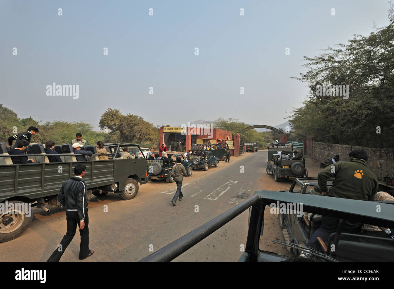 Visitor entry gate at the Ranthambhore national park, India Stock Photo ...