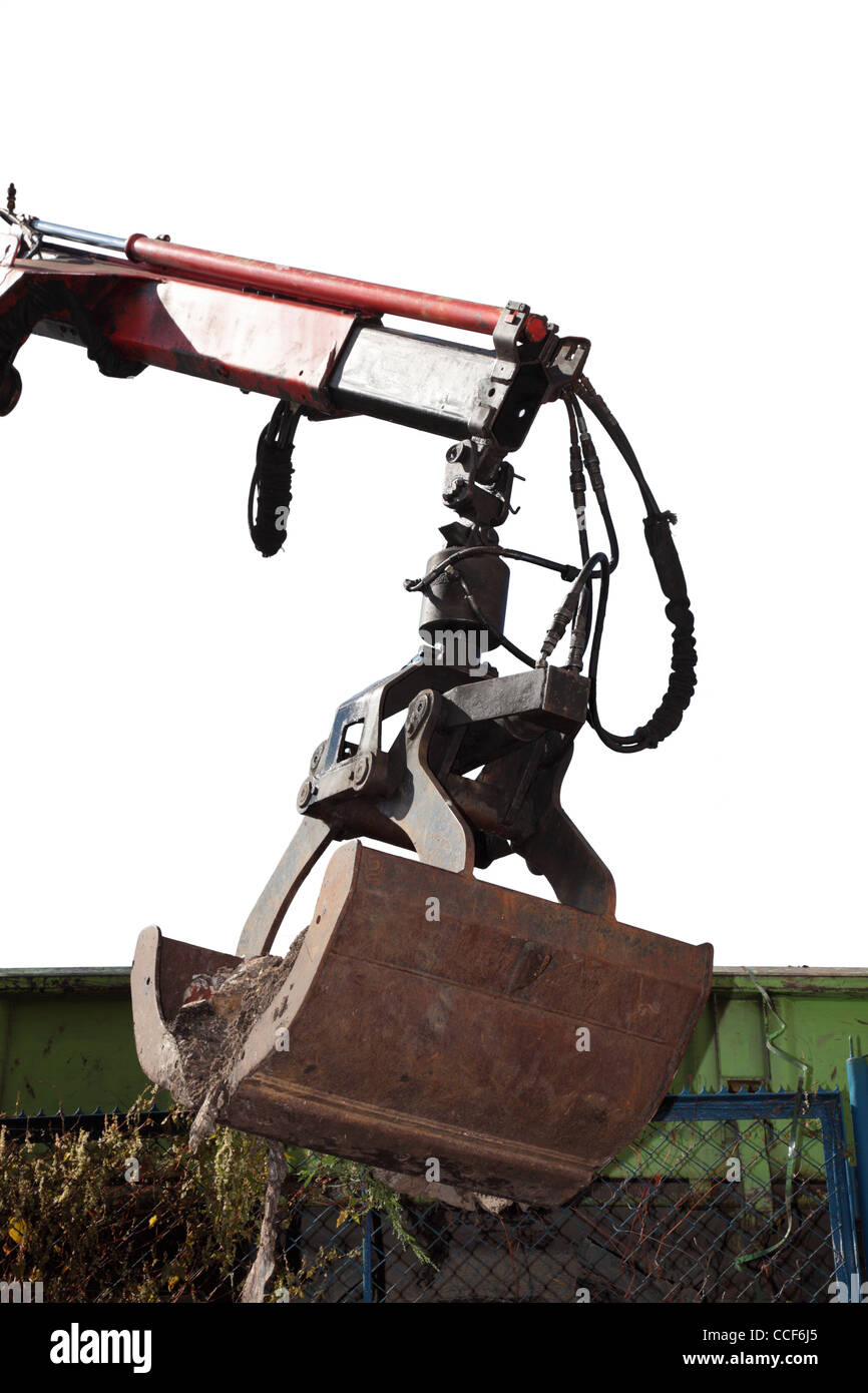 bucket digger of an earthmover Isolated on white Stock Photo - Alamy