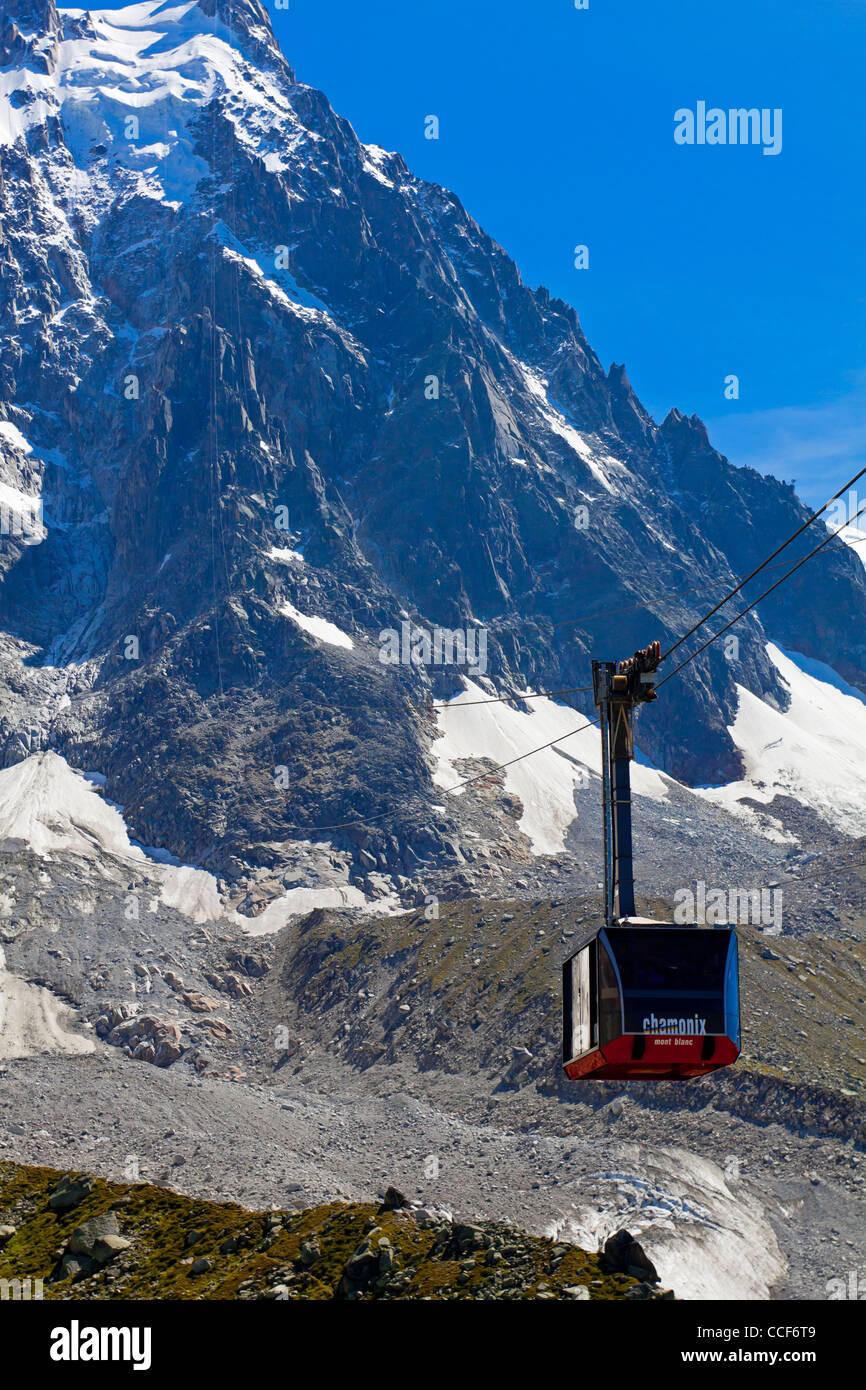 Cable car from Chamonix to Aiguille du Midi near the summit of Mont ...
