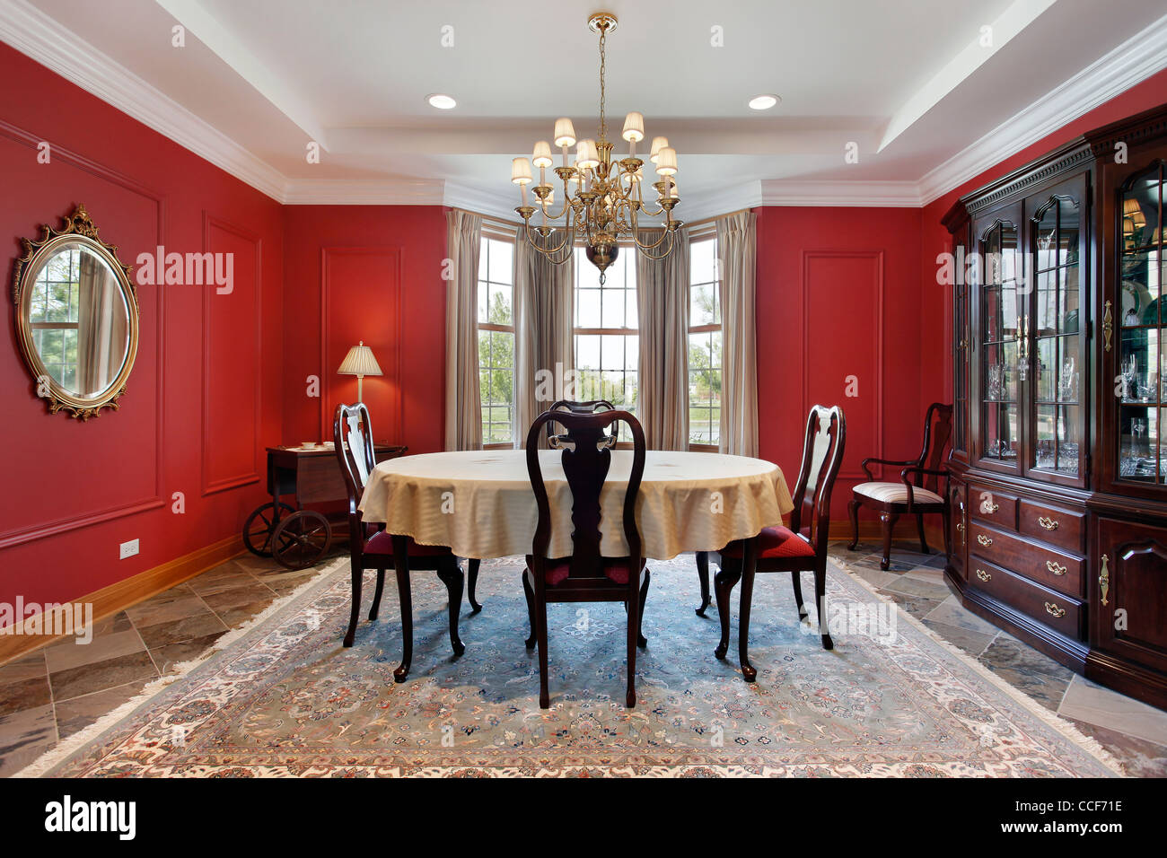 Dark Red Dining Room