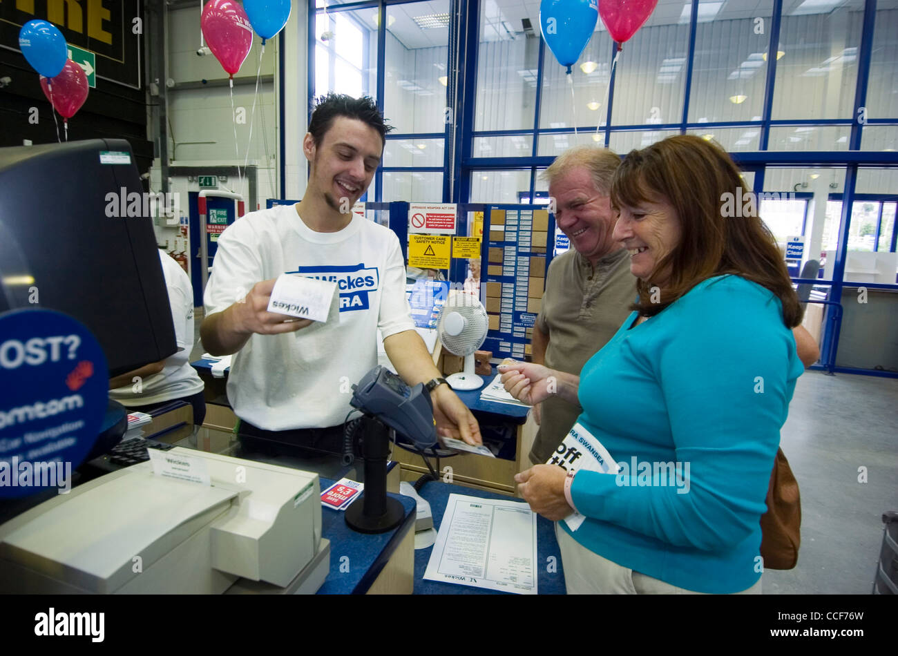 The checkout at the Wickes Extra DIY superstore in Swansea, UK Stock ...
