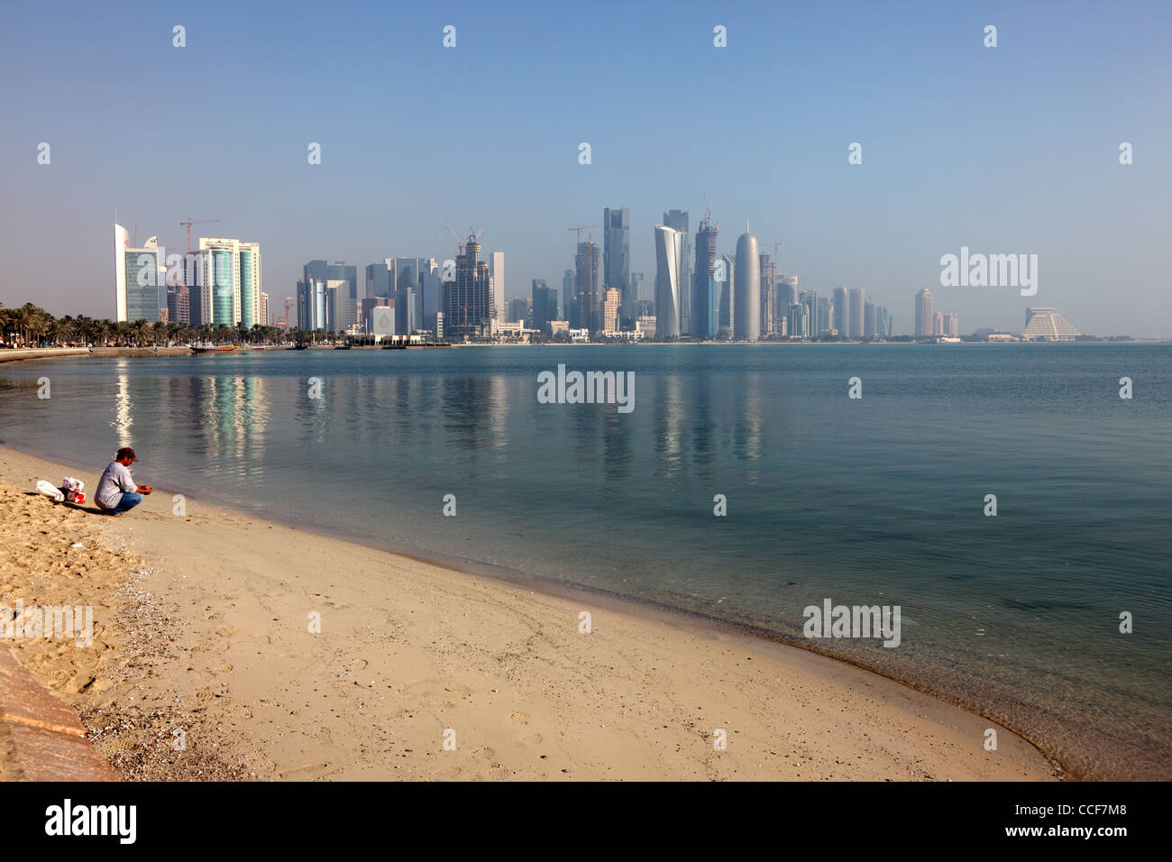 Skyline of the Doha downtown district Dafna. Qatar, Middle East Stock ...