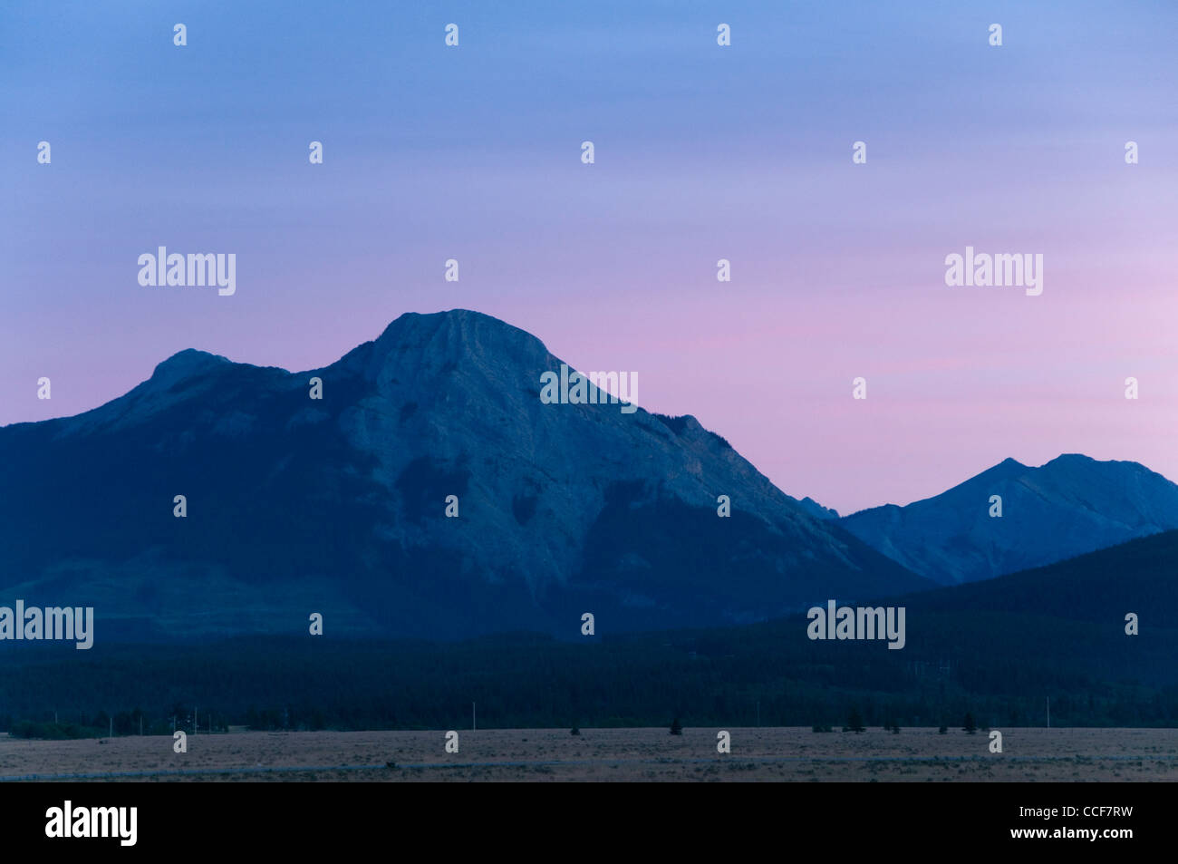 Sunset over the Rockies, east of Banff, Canada Stock Photo - Alamy