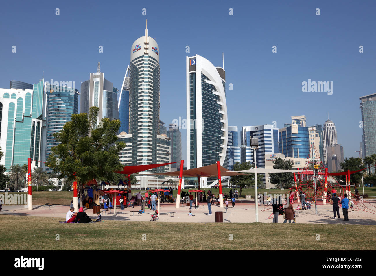 Playground in Doha downtown district Al Dafna, Qatar Stock Photo - Alamy