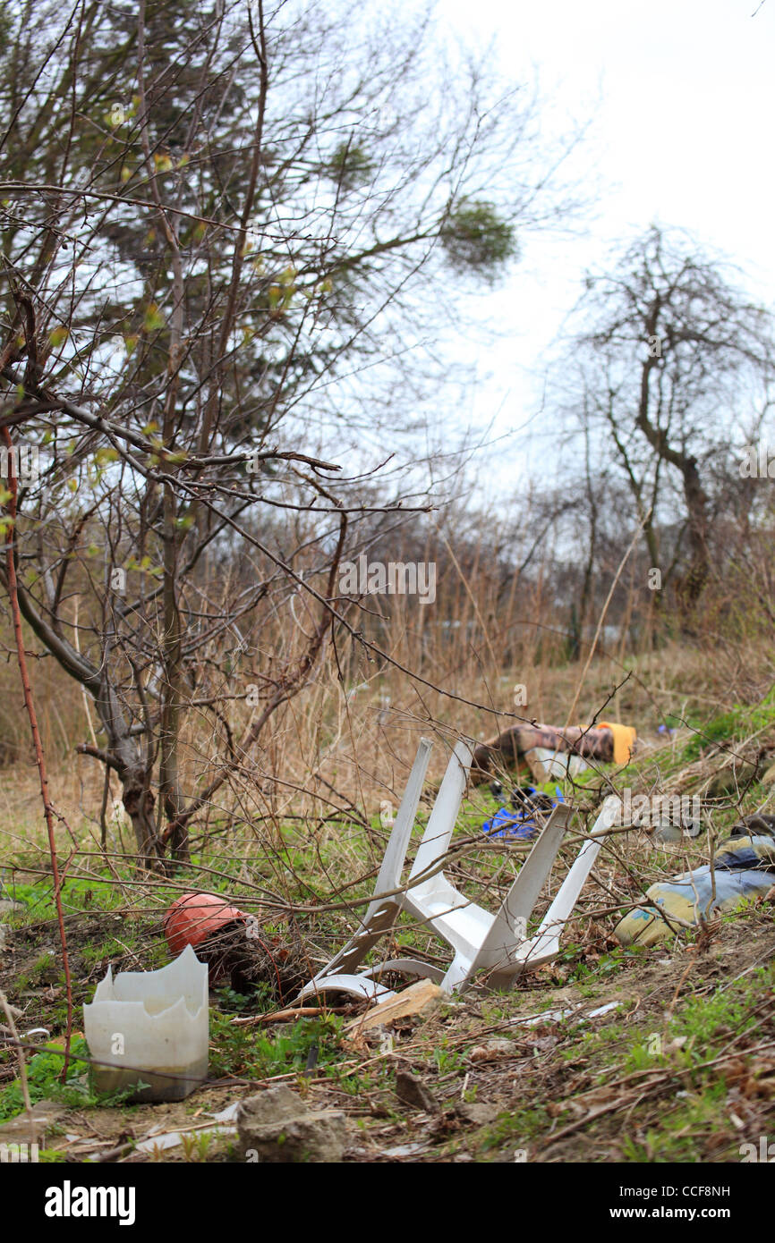 nature rubbish in the nature showing dirty environment and pollution ...