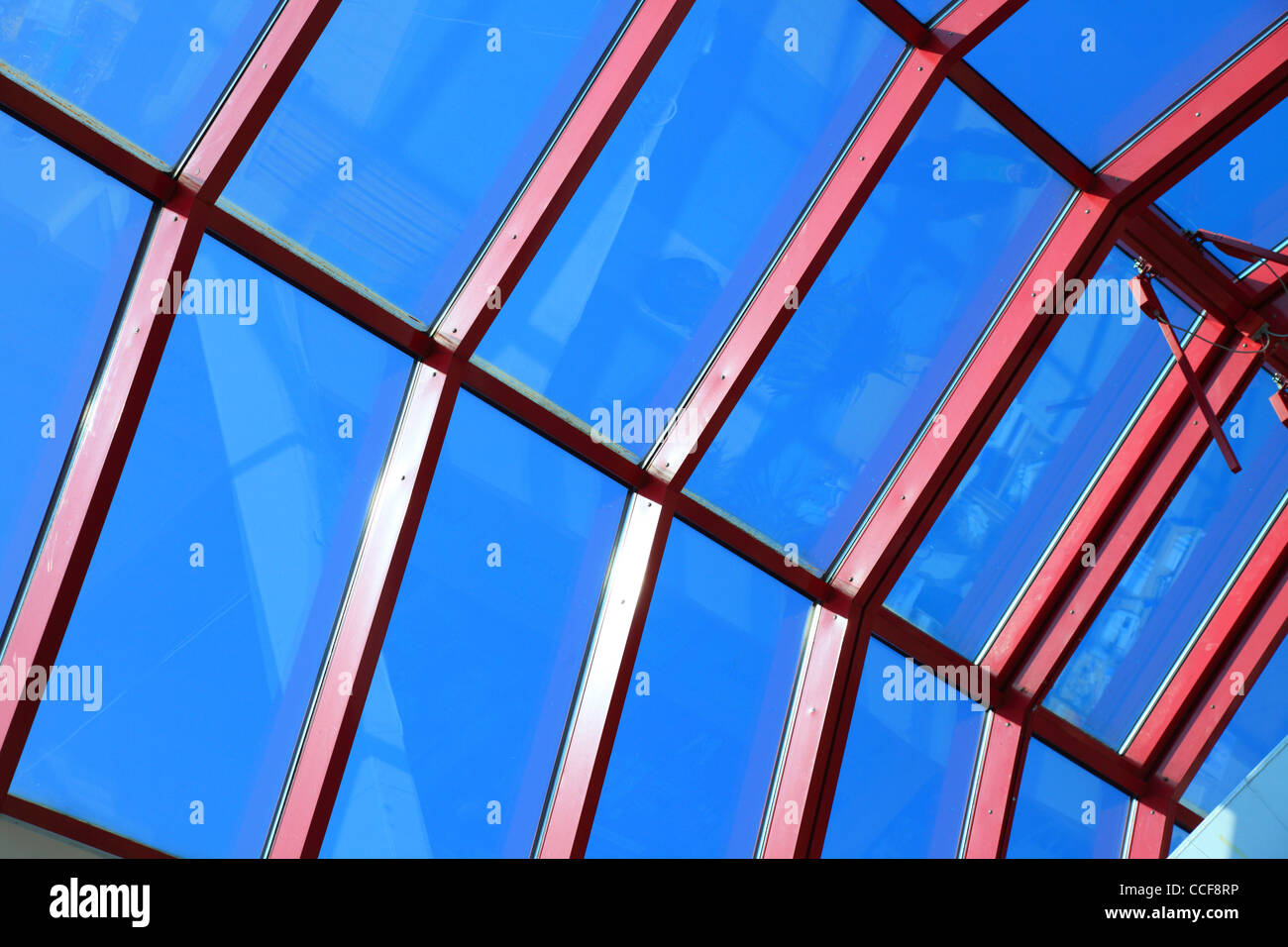 The glass roof structure, blue sky Stock Photo - Alamy