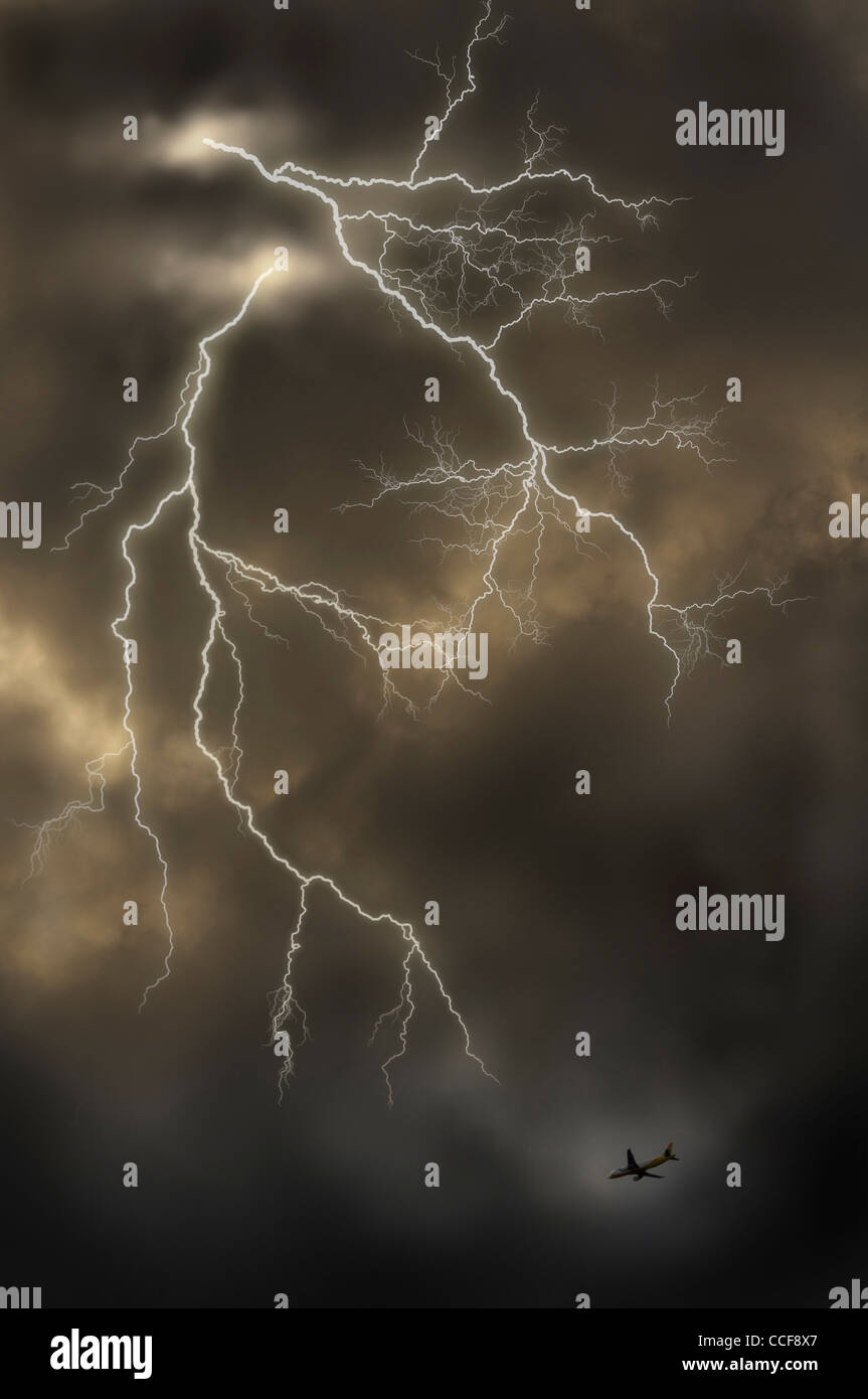 image manipulation of lightnings Stock Photo - Alamy