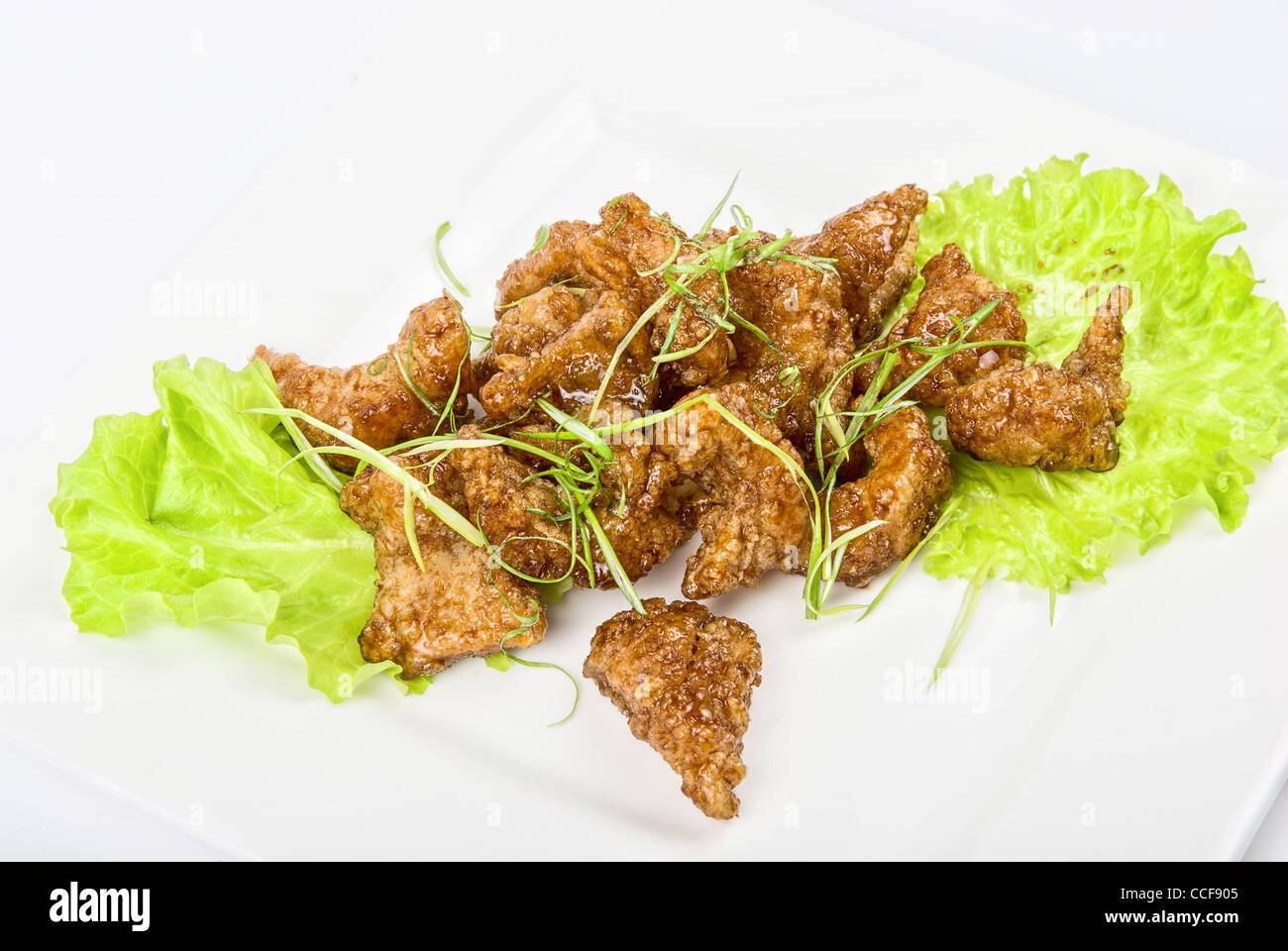 Gourmet fish fillet baked at caramel isolated on a white Stock Photo ...