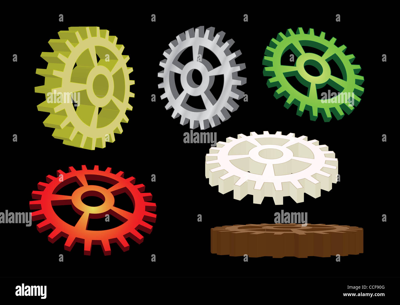 set of gears illustration Stock Photo - Alamy
