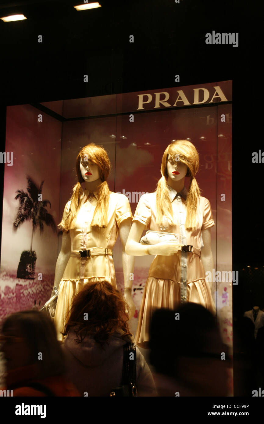 prada shop window on via condotti street in rome italy at night Stock ...