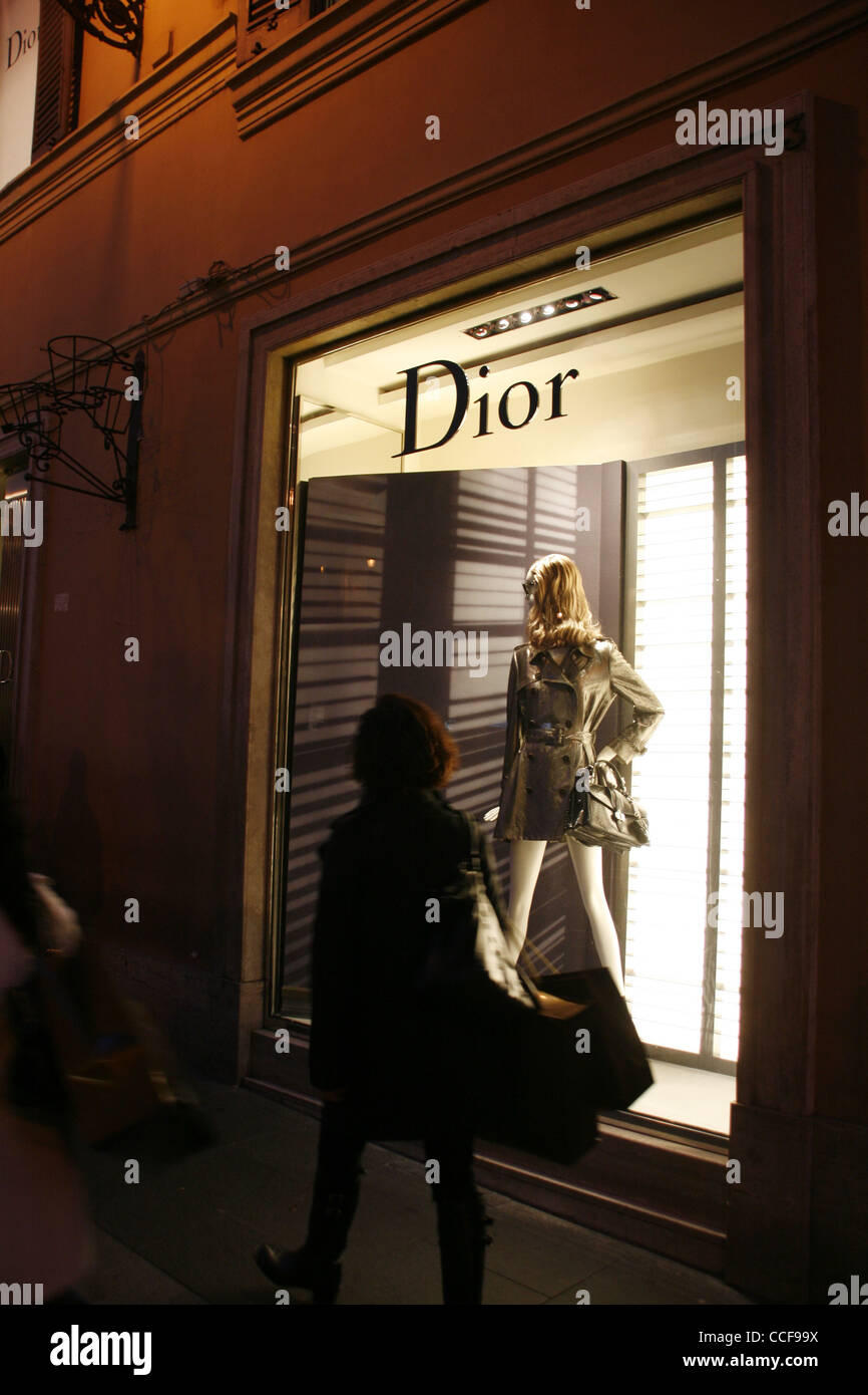 dior shop window on via condotti street in rome italy at night Stock ...