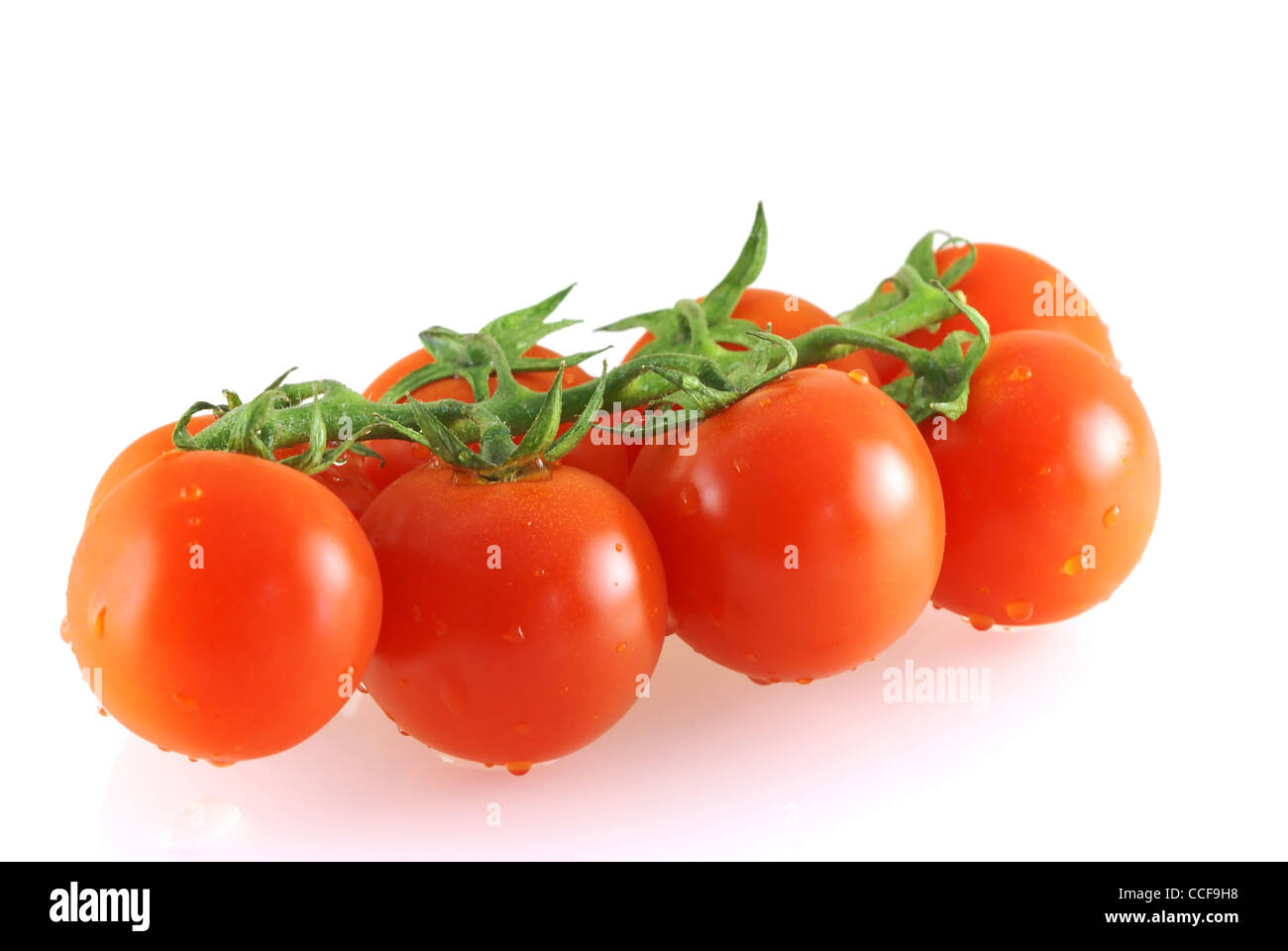 few fresh tomatoes with water drops over white background Stock Photo ...
