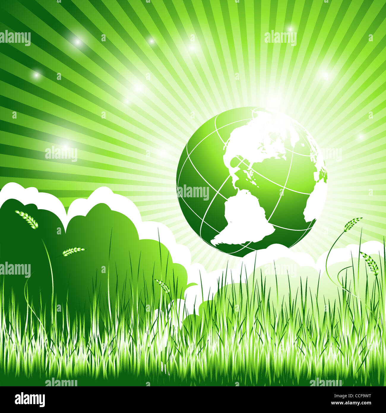 abstract environmental concept with globe and meadow Stock Photo - Alamy