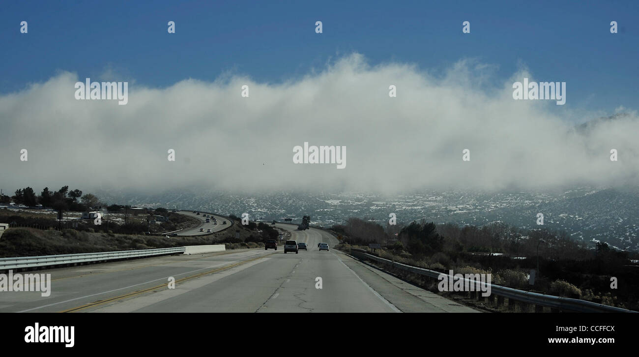 Drivers have clear weather along the 14 freeway after a winter snow ...