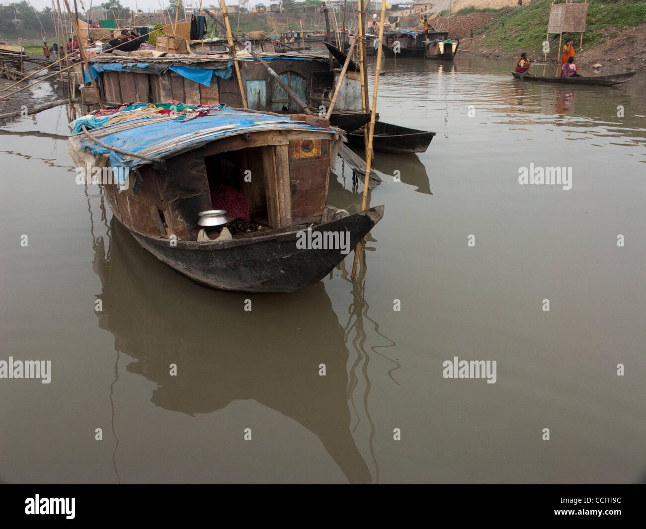 School books in a river boat based school for so called river Gypsies ...