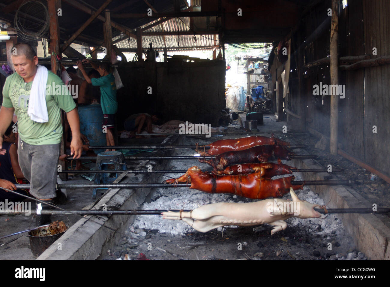 Dec 31, 2010 - Cotabato, Philippines - Filipino workers inside a meat ...