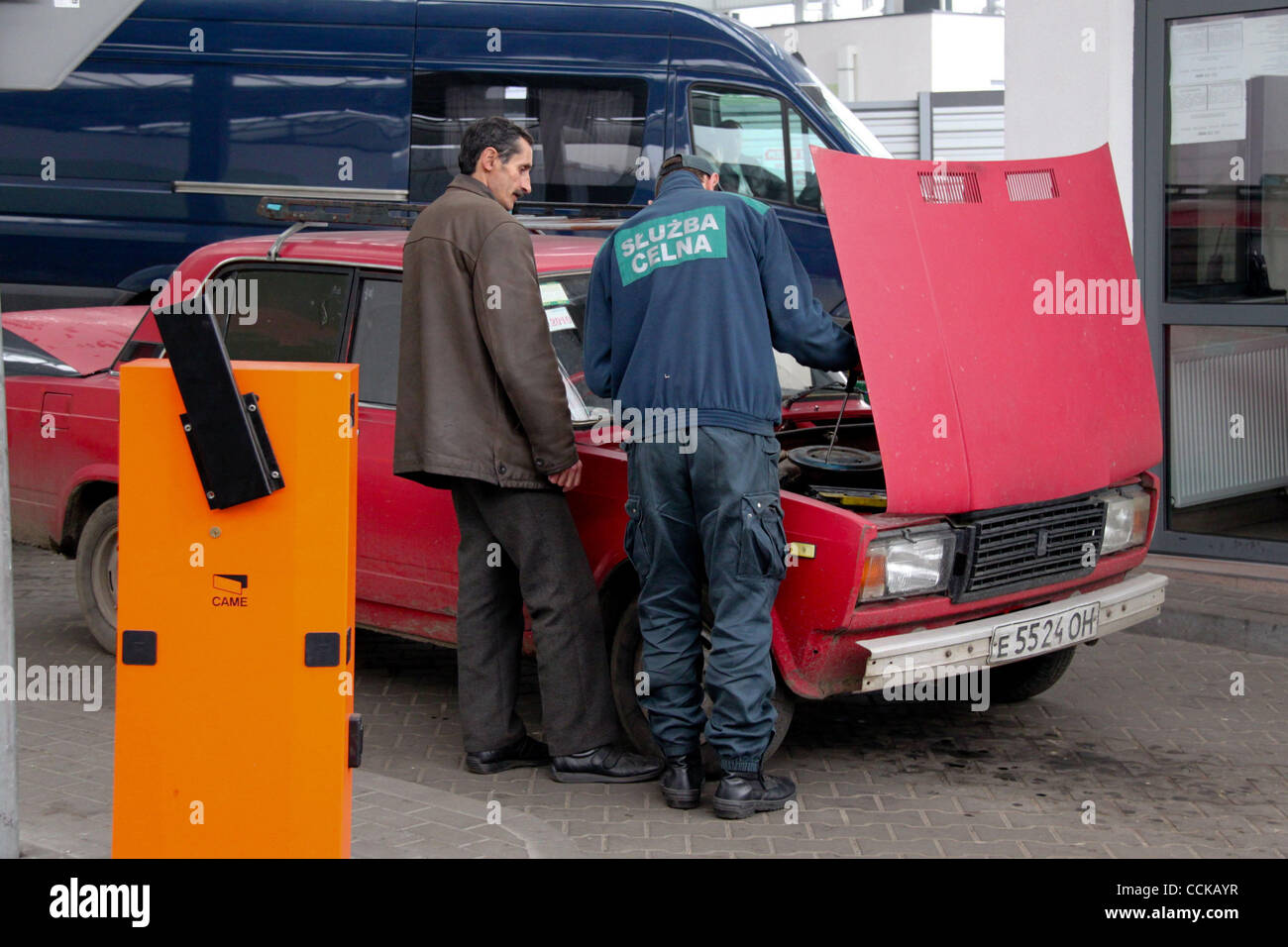 Poland / Ukraine Border at Medyka border post in Poland. Ukrainian ...