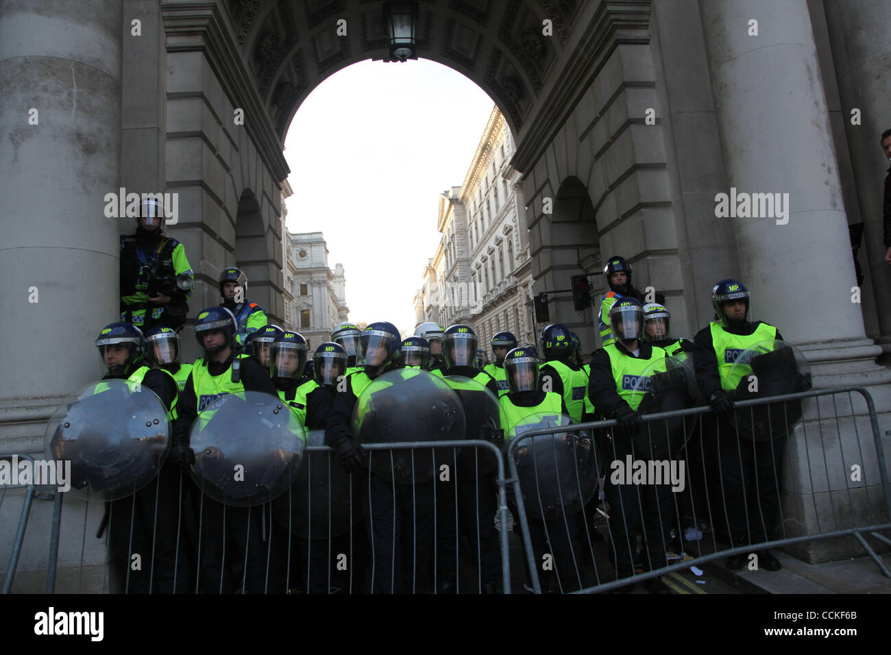 Nov 24, 2010 - London, England, United Kingdom - Police blockade. A ...