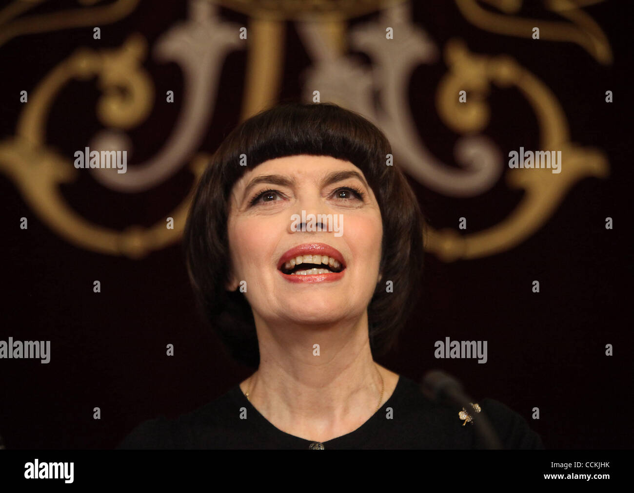 French singer Mireille Mathieu at the press conference at National ...