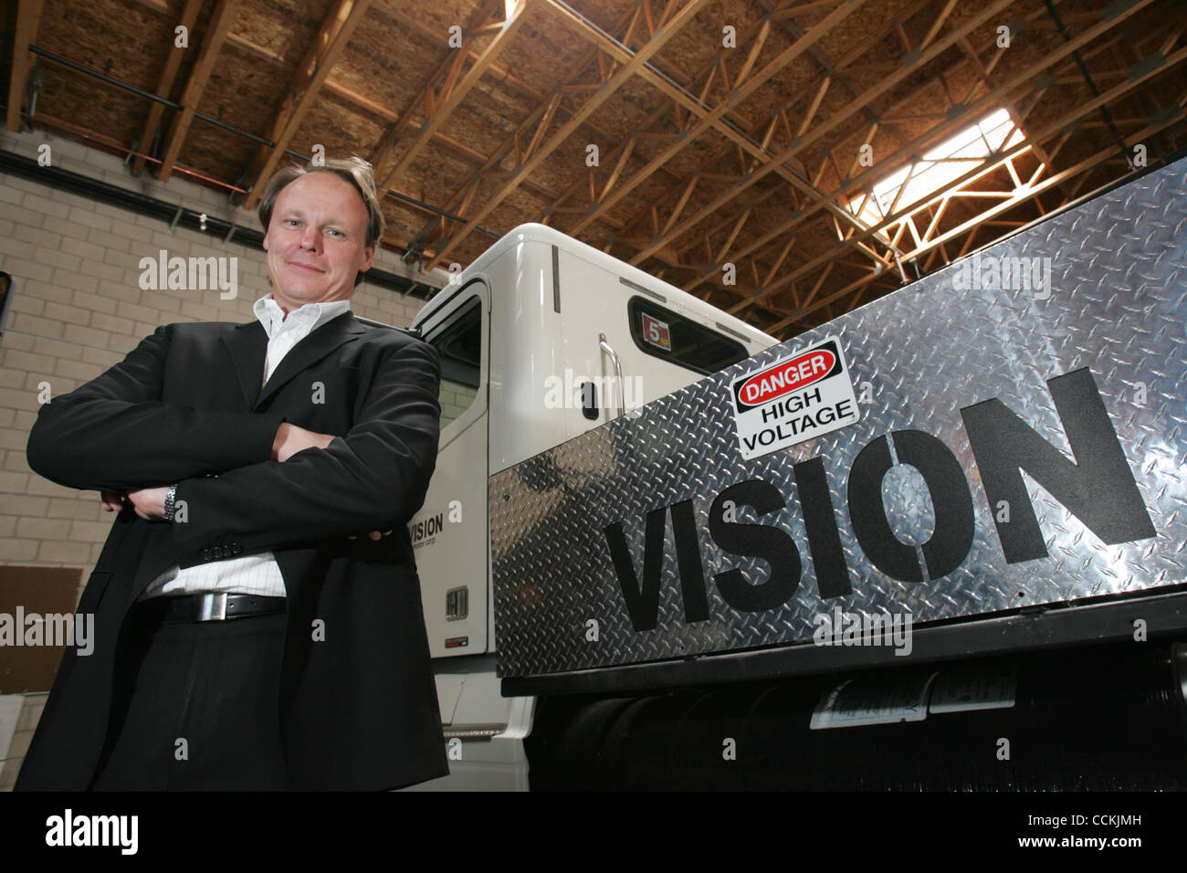 Martin Schuermann, CEO of Vision Motor Corp, with his prototype ...