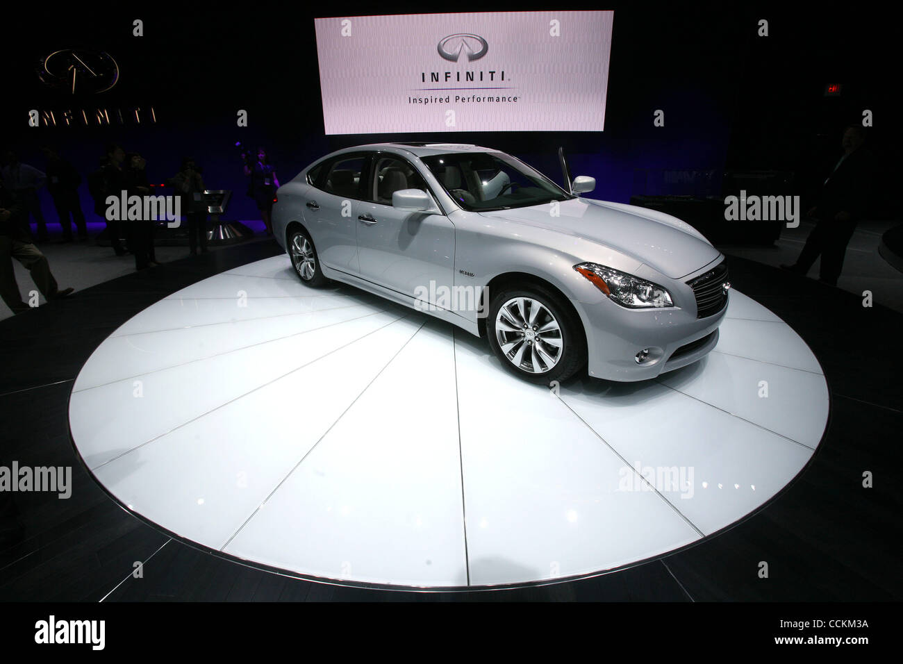 The 2012 Infiniti M35 h (hybrid) is displayed during the 2010 Los ...