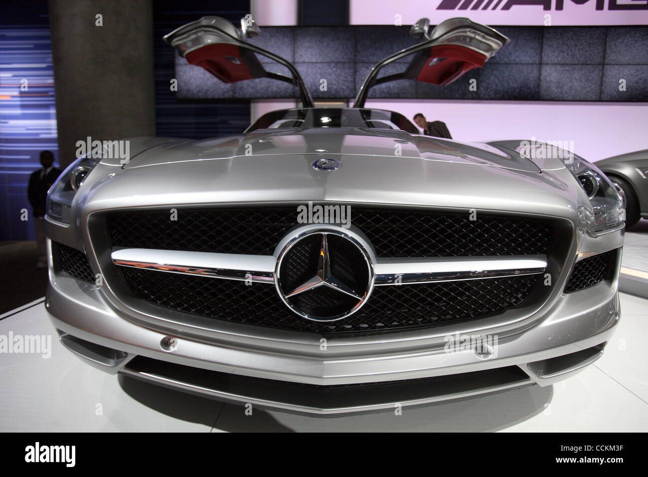 The 2011 Mercedes-Benz SLS AMG vehicle is displayed during the 2010 Los ...