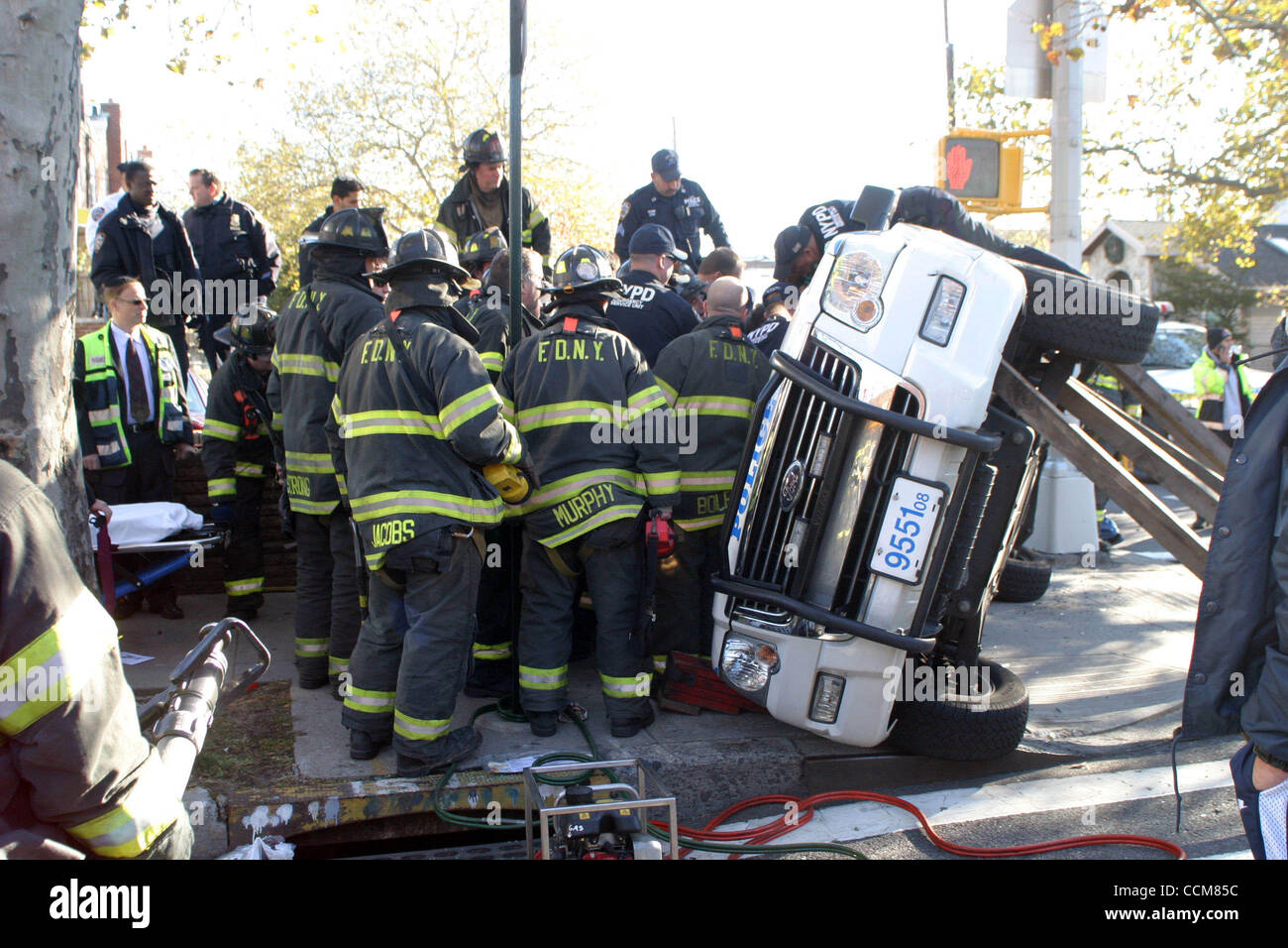 Nov. 9, 2010 - New York, New York, U.S. - Police Car was hit and turned ...