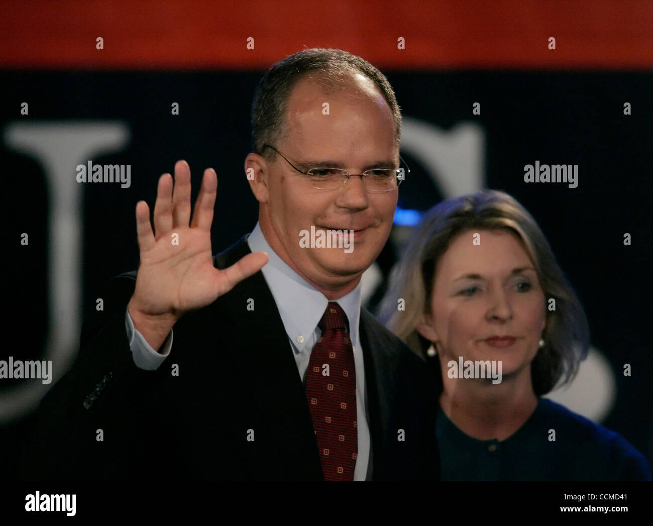 Republican 2nd District Representative BRETT GUTHRIE waves to the crowd ...