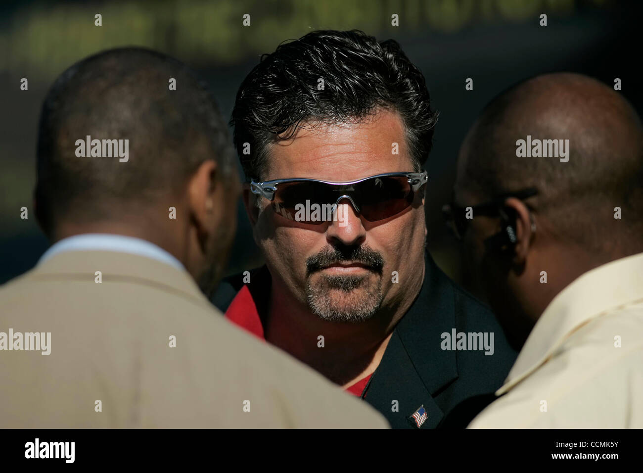 JAMES LYLE (center), program director for the Tea Party Express IV bus ...