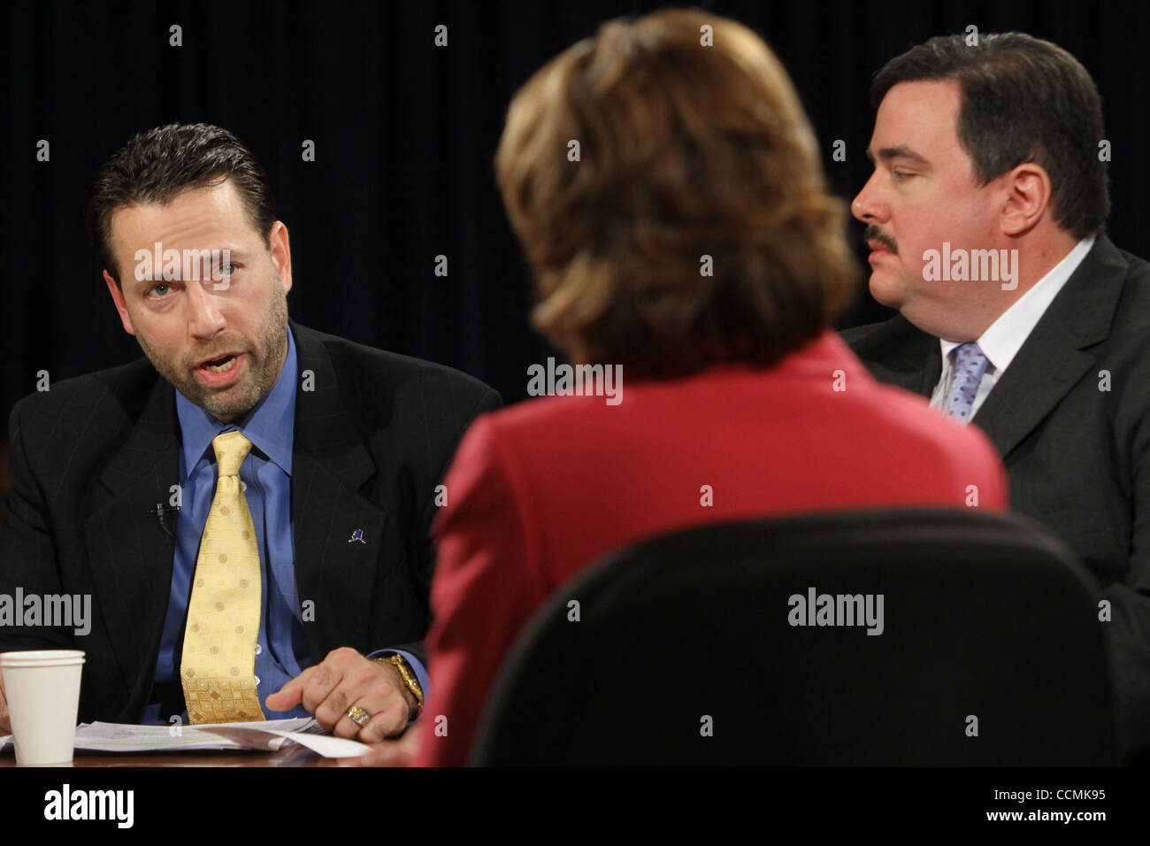 Republican tea party candidate Joe Miller answers question during a U.S ...