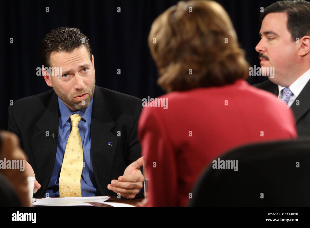 Republican tea party candidate Joe Miller answers question during a U.S ...