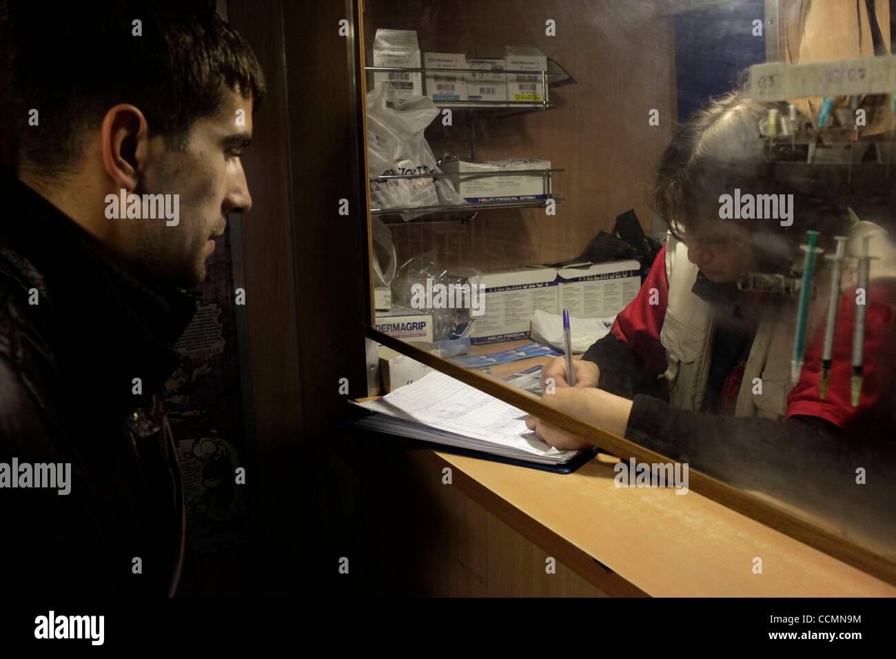 Oct 28, 2010 - Tver, Russia - A heroin addict exchanges syringes at a ...