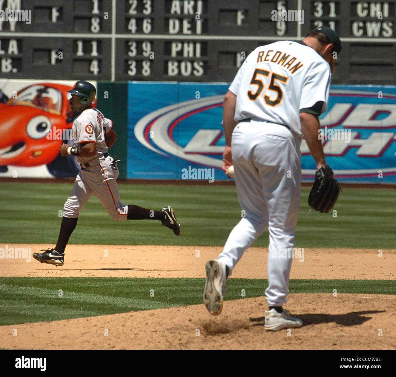 The San Francisco Giants Marquis Grissom circles the bases as Oakland ...