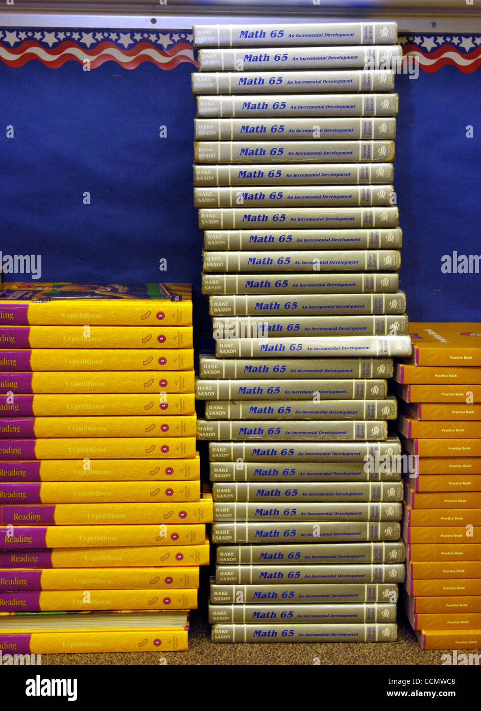 Photo of stack of book from a 5th grade class at Mission Elementary ...