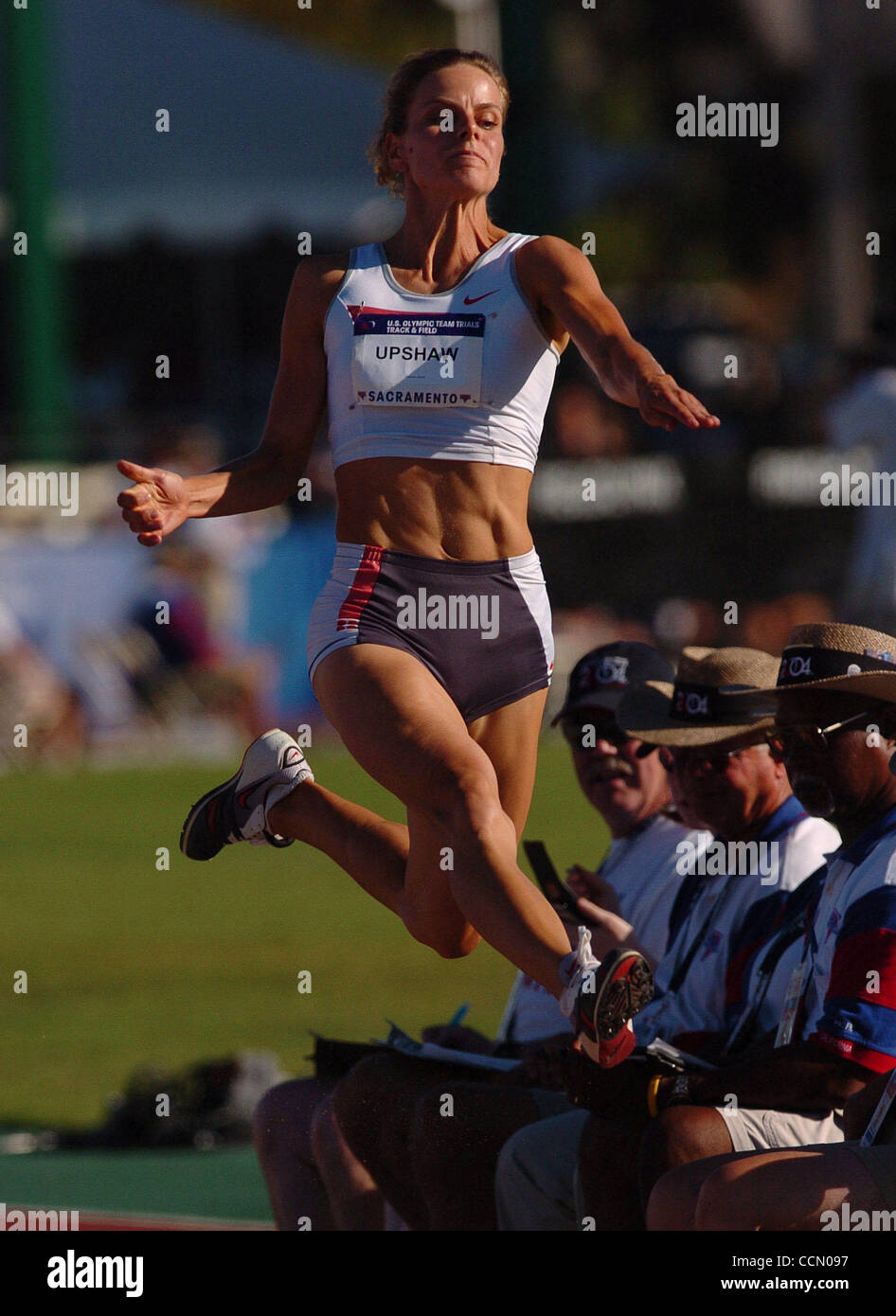 Grace Upshaw leaps 22 feet 2.5 inches in the Women's Long Jump final ...