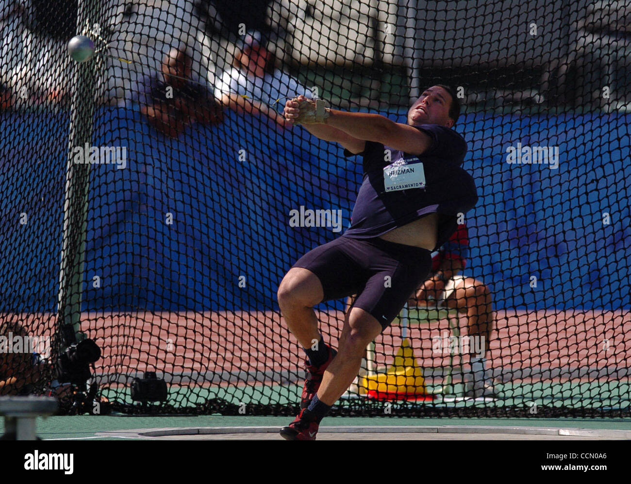 James Heizman competes in the Hammer Throw and throws 225' 10" during ...