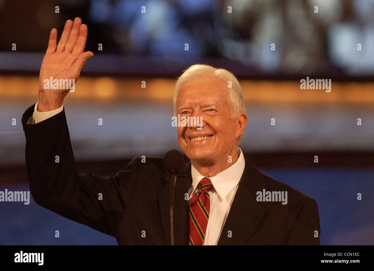 METRO-Former President Jimmy Carter waves to the delegates at the ...