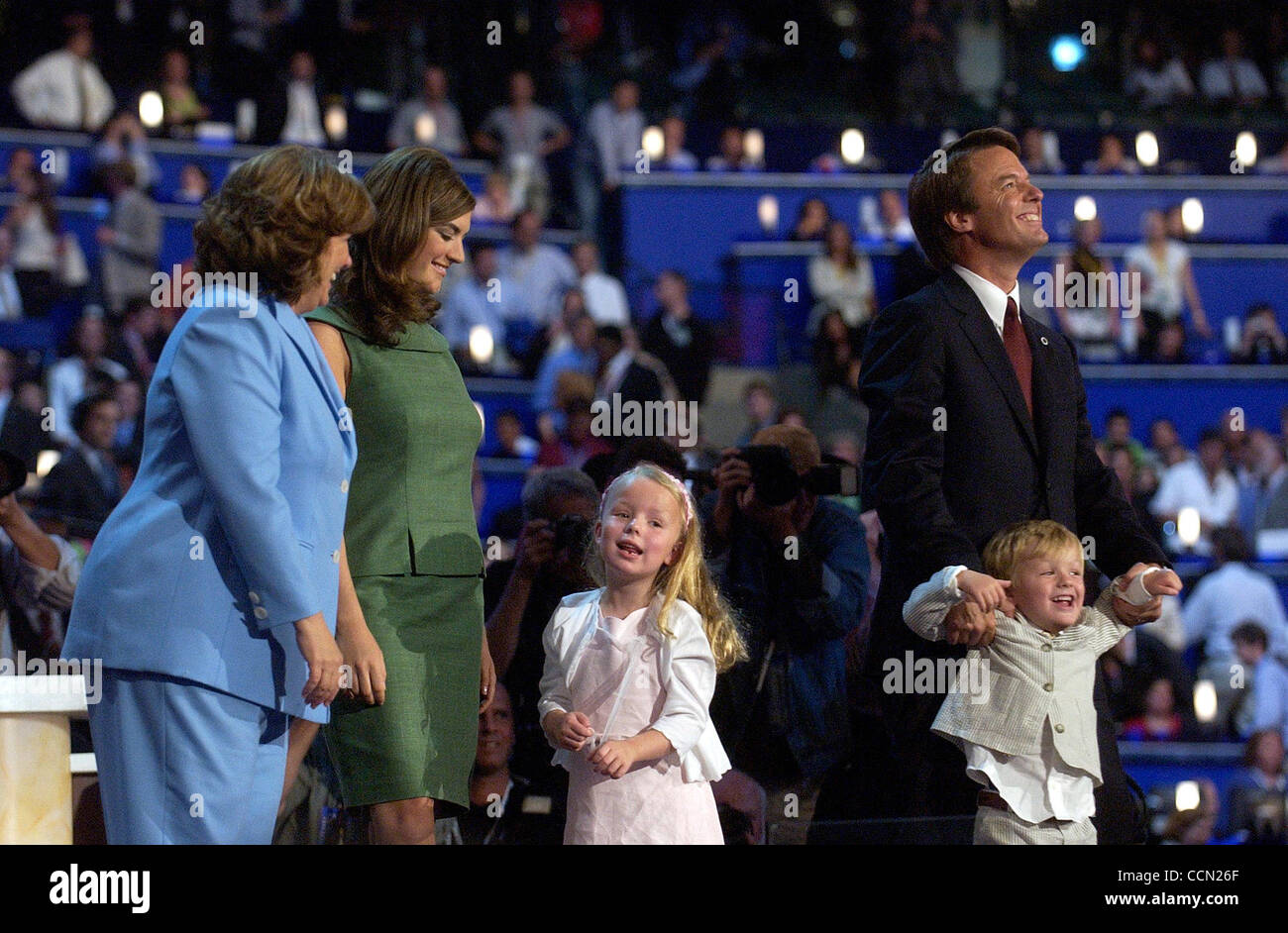 METRO-Senator John Edwards greets the crowd with his wife, Elizabeth ...