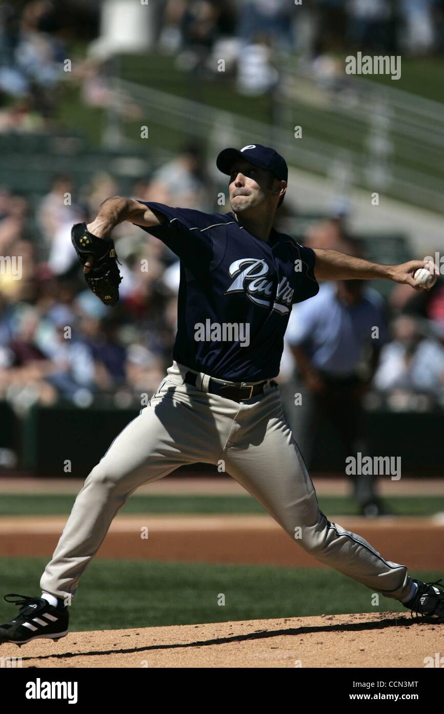 (Published 3/12/2005, D-1) San Diego Padres pitcher Darrell May throws ...