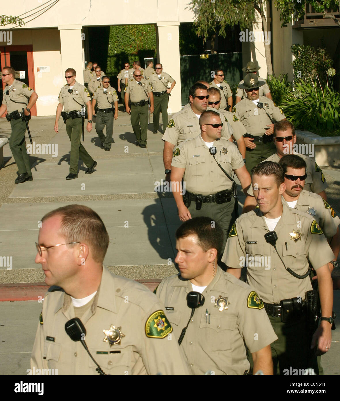 Aug 16, 2004; Santa Maria, CA, USA; Sheriff deputies get ready for the ...
