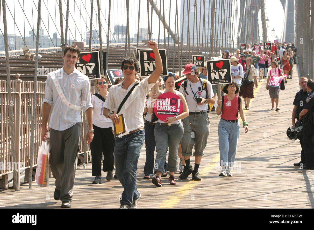Aug 28, 2004; New York, NY, USA; Protesters march across the Brooklyn ...
