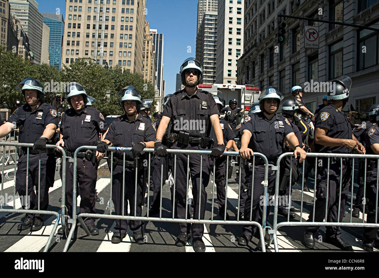 Aug 29, 2004; New York, NY, USA; Police barricade along 34th St. at the ...