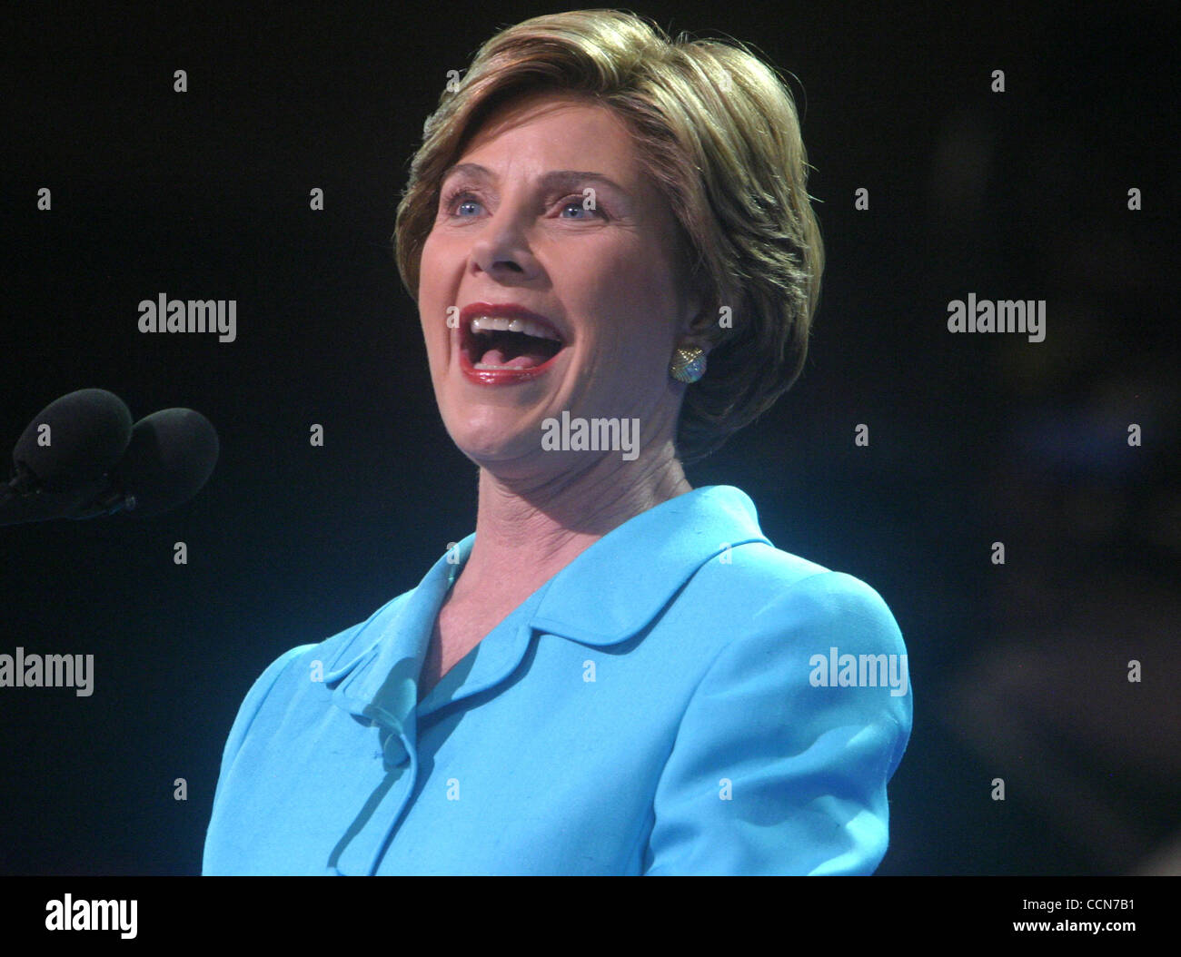 Aug 31, 2004; New York, NY, USA; First Lady LAURA BUSH at day two of ...